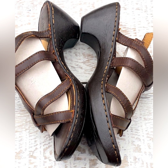 Born | Shoes | Born Brown Leather Strap Sandals With Heels Womans Size ...